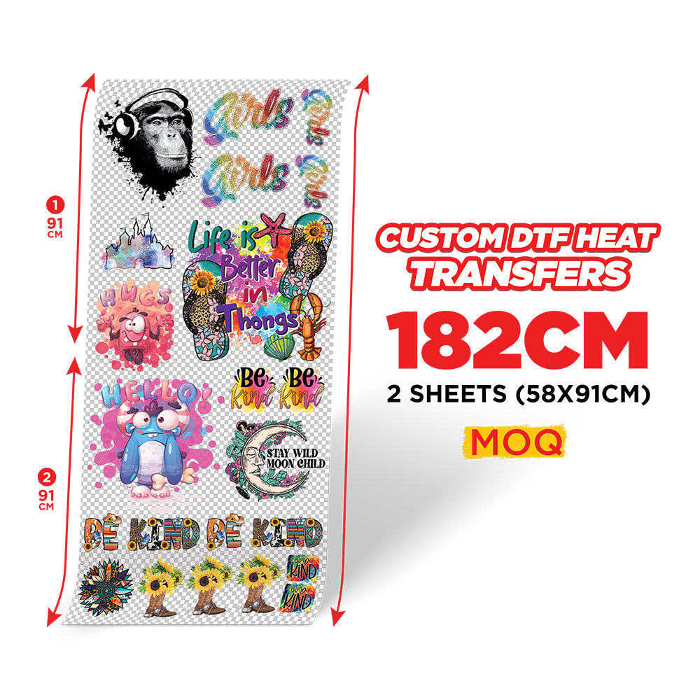 Custom DTF Heat Transfers Gang Sheet