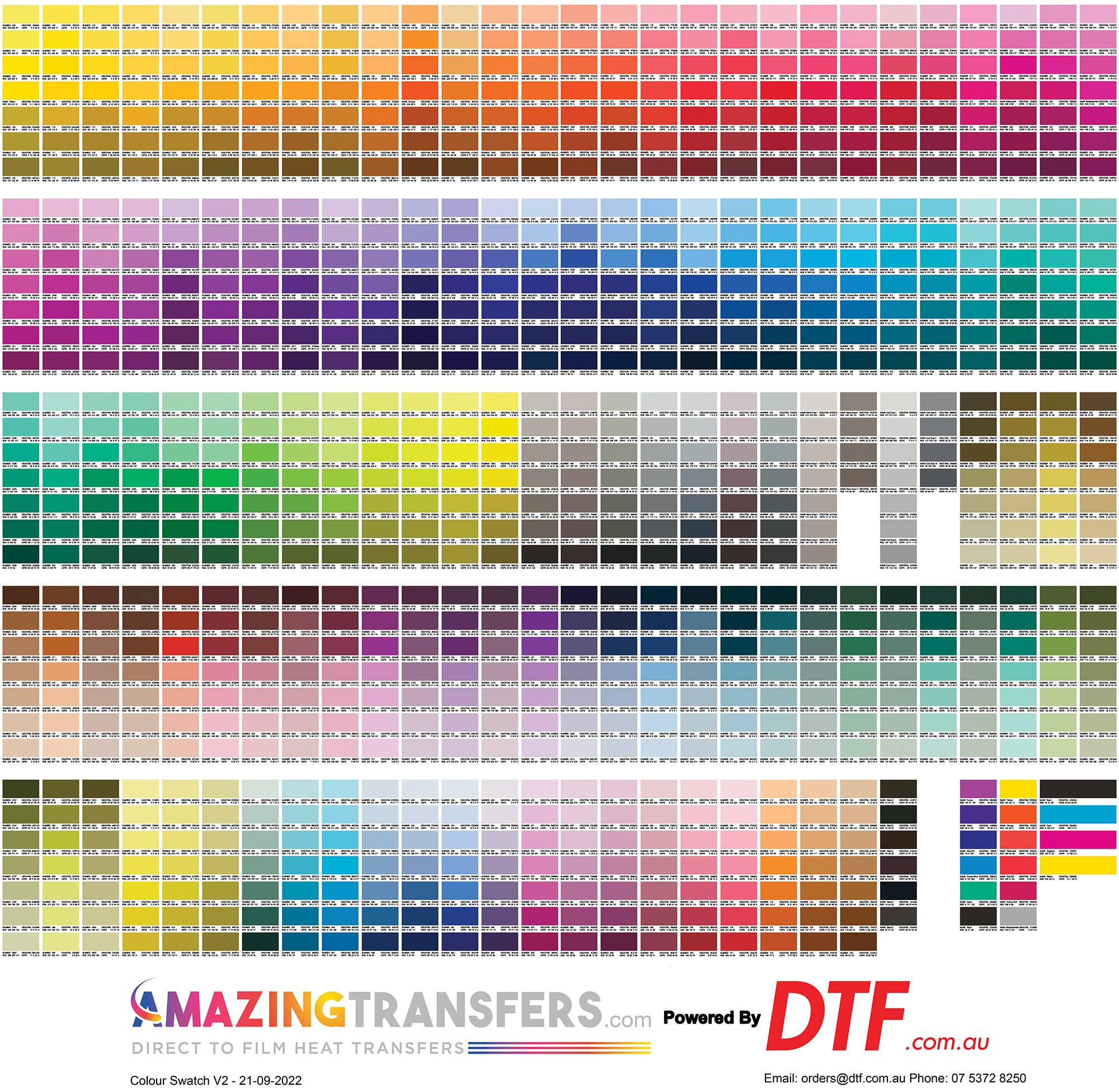 DTF Heat Transfer Colour Swatch